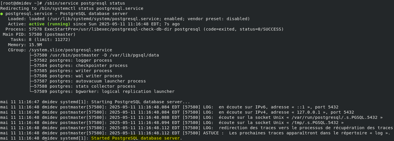 Initialiser et utiliser une base de données PostgreSQL sur centos - MIAFFO.NET
